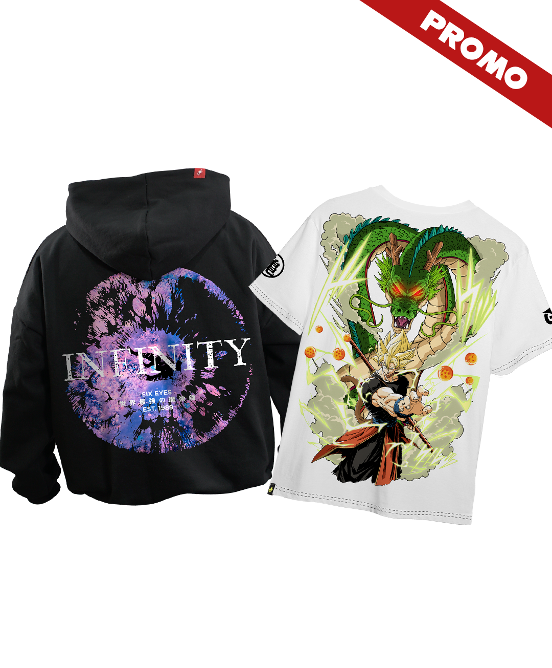 Promo Hoodie Saturo Gojo Infinity + Full Art Goku Shenlong ...